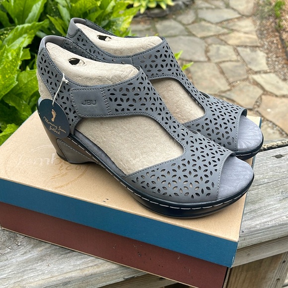 JBU | Shoes | Jbu By Jambu Chloe Gray Vegan Leather Laser Cut Wedge ...